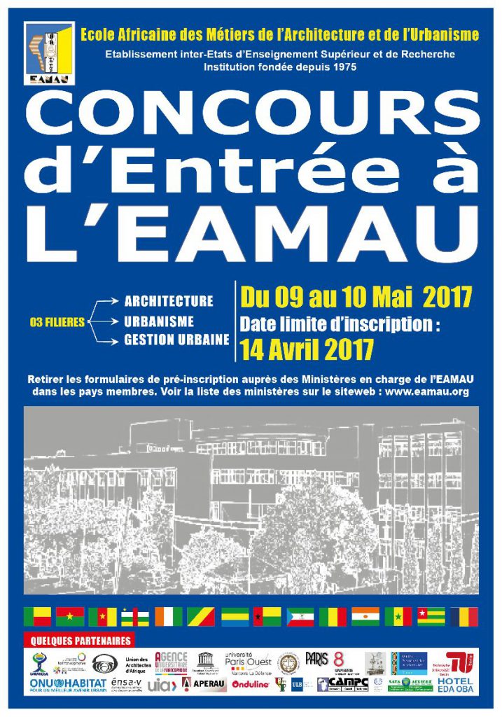 Concours d'entrée à l'EAMAU 2017. Architecture, urbanisme et Gestion Urbaine