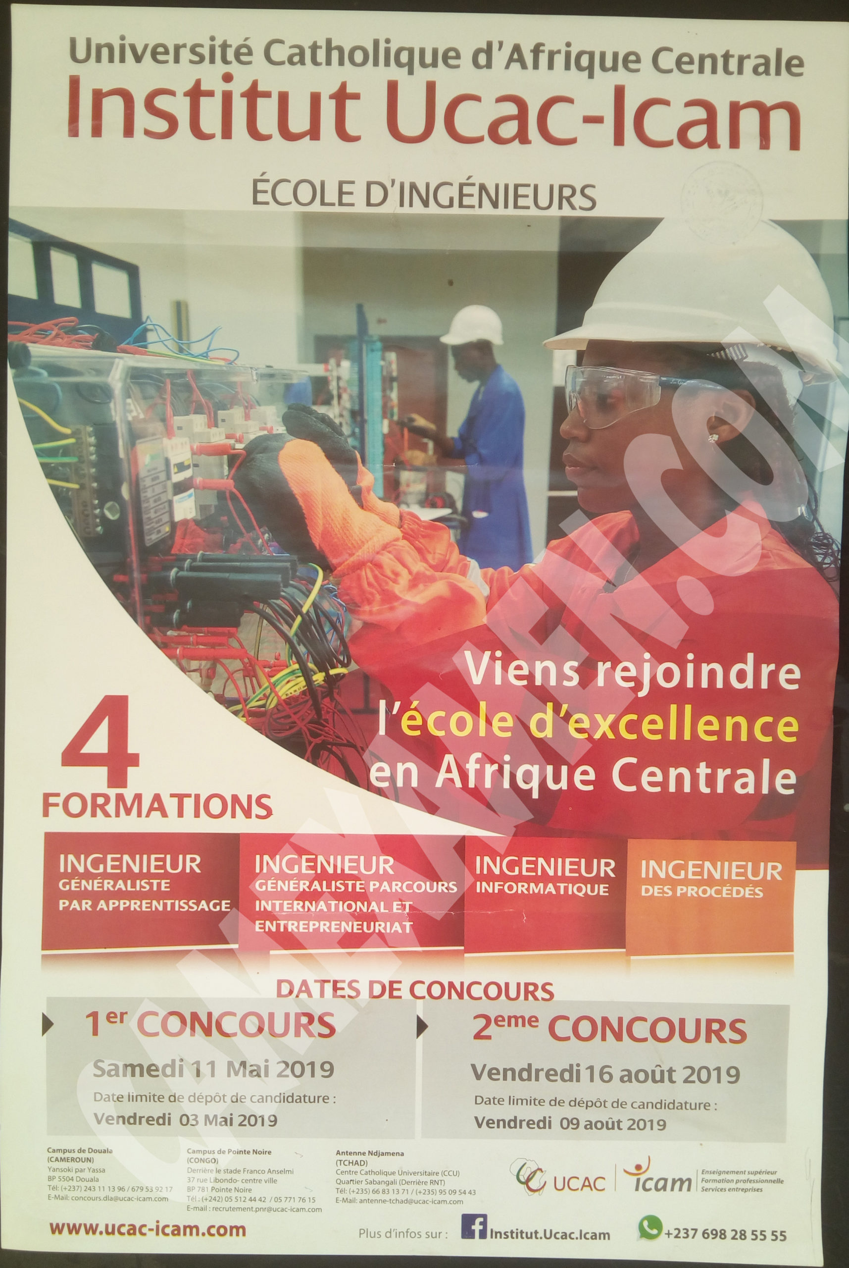 Concours d'entrée à l'UCAC ICAM 2019 Ecole d'ingénieurs